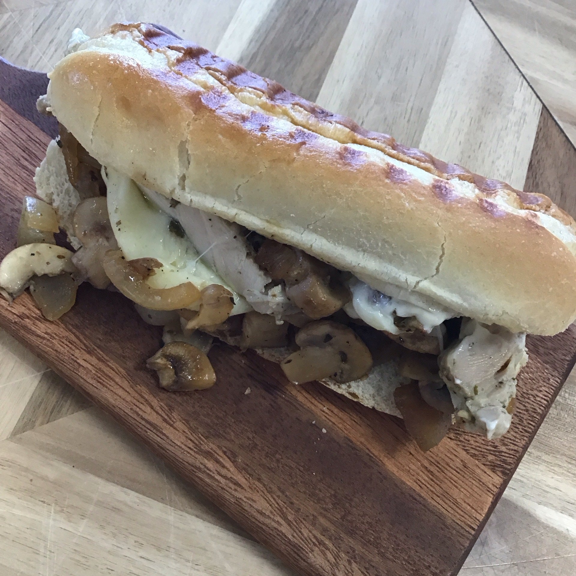 Panini Special: Chicken Mushroom Melt w/Mayo & Provolone | Holmestead ...